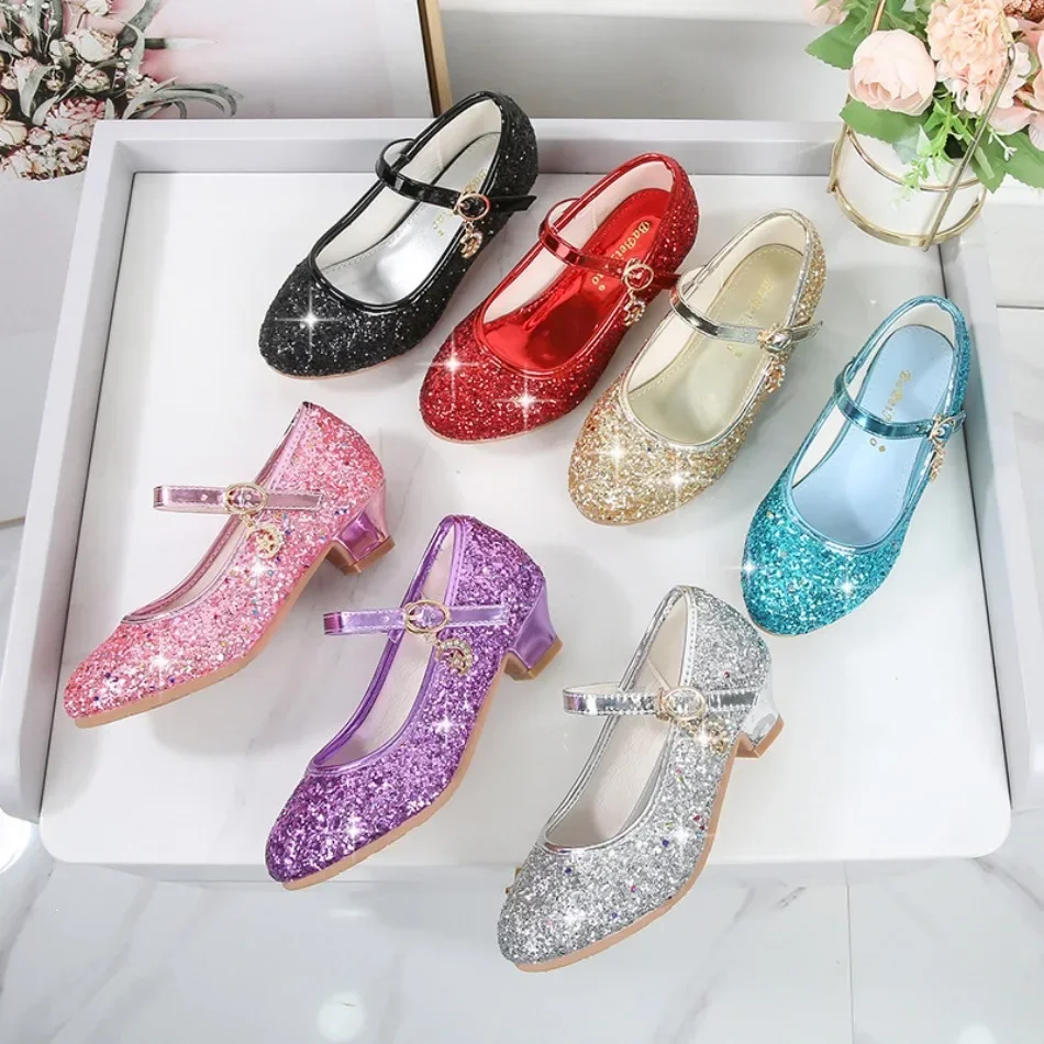 Girls-Shoes-Children-High-Heel-Glitter-Crystal-Sandals-Fashion-Buckle ...
