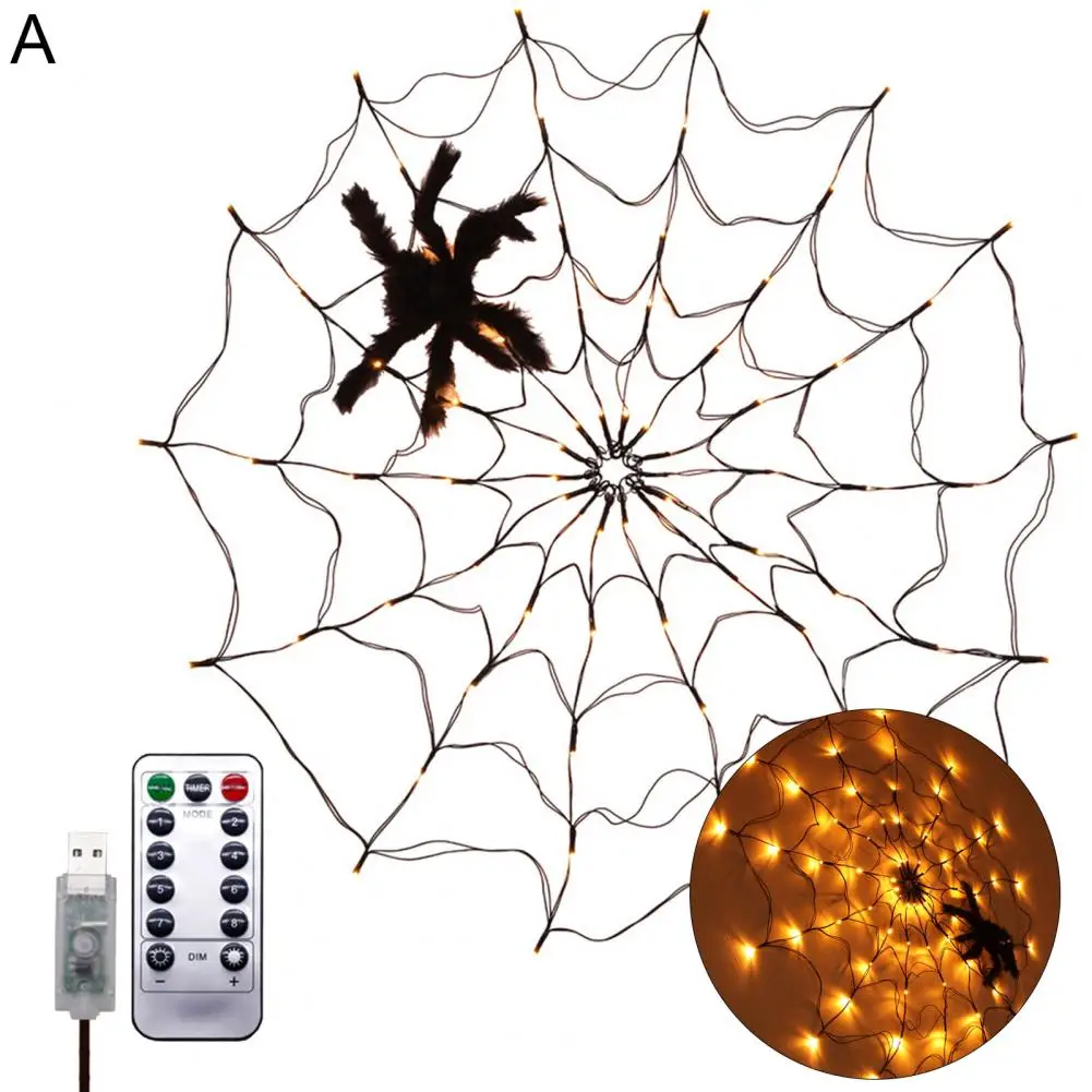 1 Set Spider Web Light Excellent Wall Door Hanging LED Lamp Decor with ...