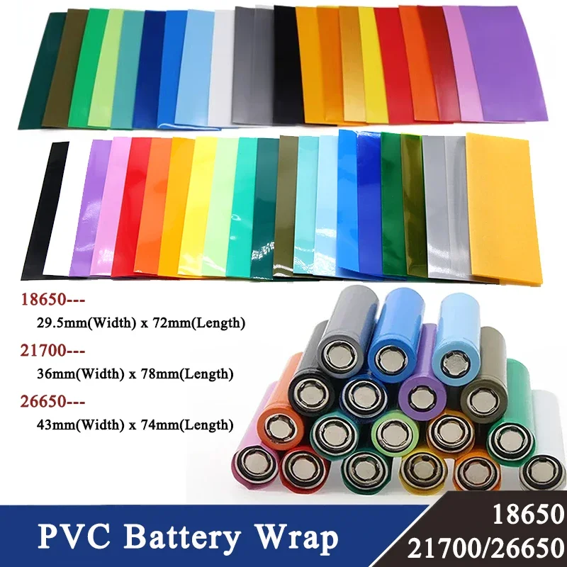 50-2000Pcs-18650-21700-26650-Battery-Film-PVC-Heat-Shrink-Tube-Precut ...