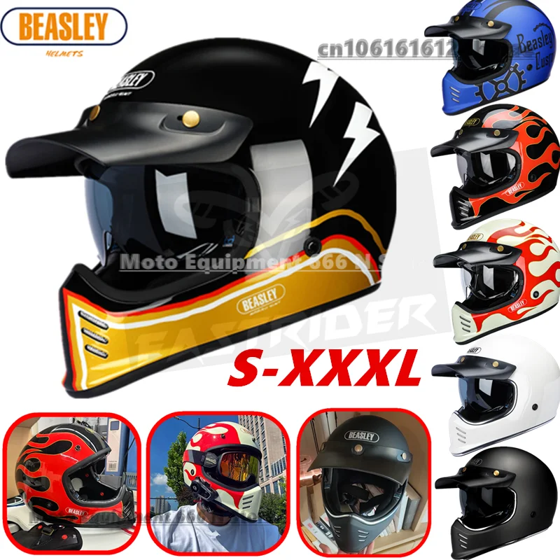 BEASLEY motorcycle helmet locomotive retro full helmet men and women ...