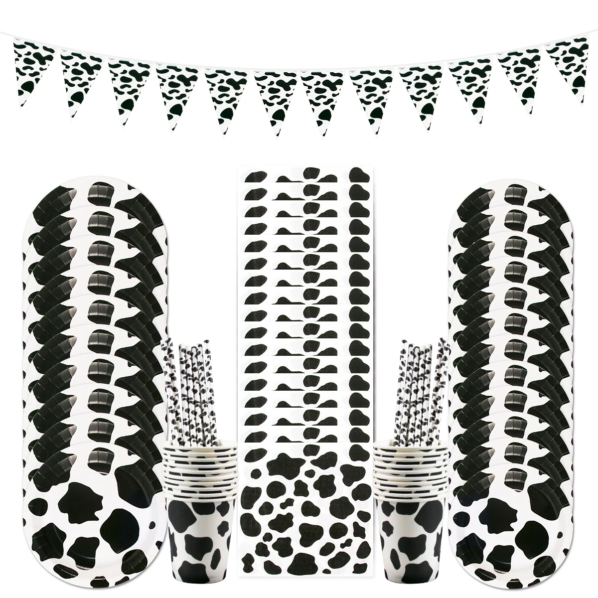Cow Party Themed Disposable Tableware Set Paper Plates and Cow Napkins ...