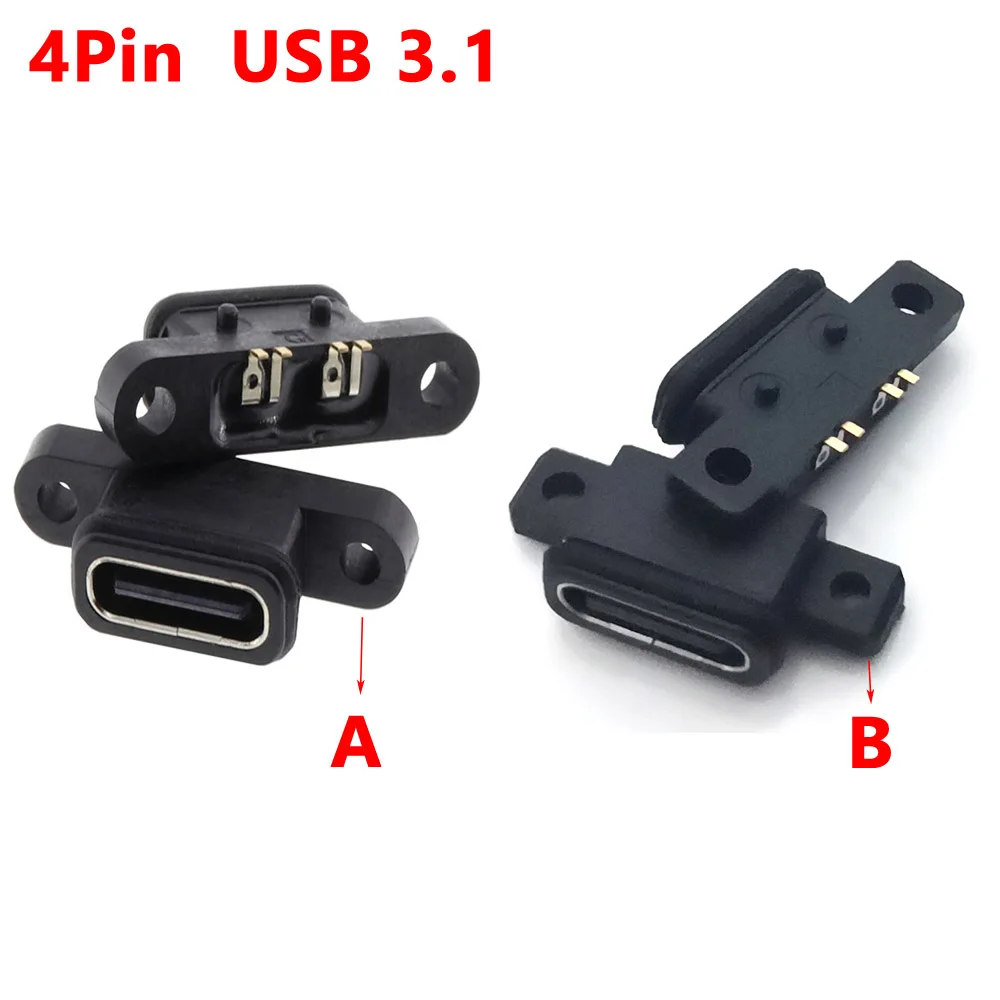 1pcs-TYPE-C-4-Pin-IPX8-Waterproof-Female-Socket-Port-vertical-With ...