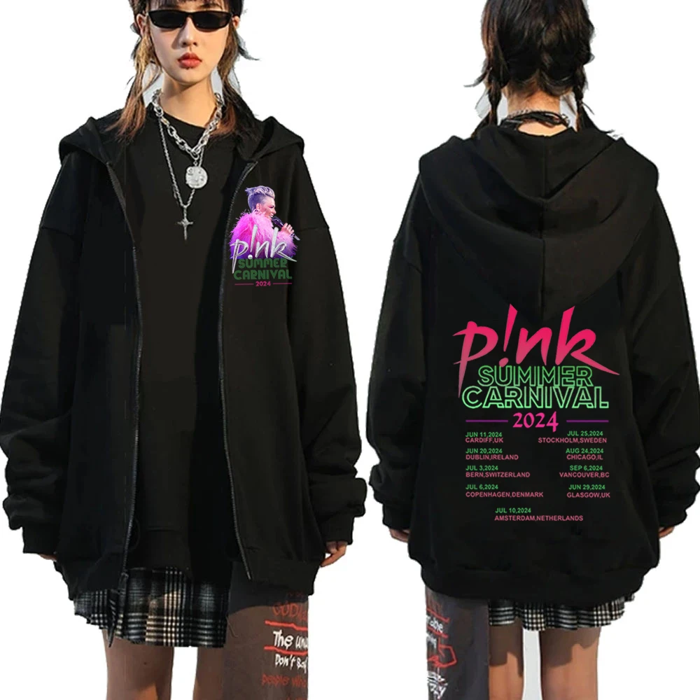 Pink Singer Summer Carnival 2024 Tour Hoodies Zip Up Hoodie Y2K Coat ...