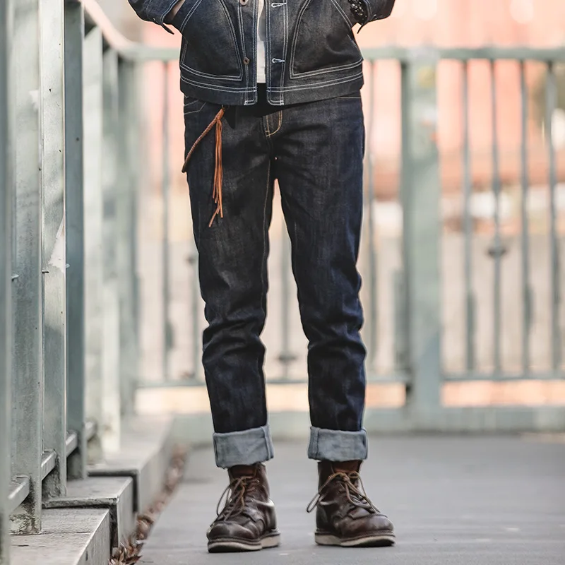 Maden-jean-classique-Vintage-pour-homme-coupe-droite-lisi-re-fonc-e ...