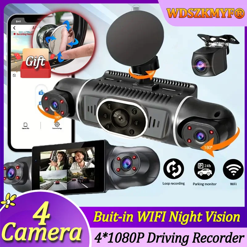 4Channel-Dash-Cam-4-1080P-For-Car-DVR-4-Lens-WiFi-dashcam-Video ...