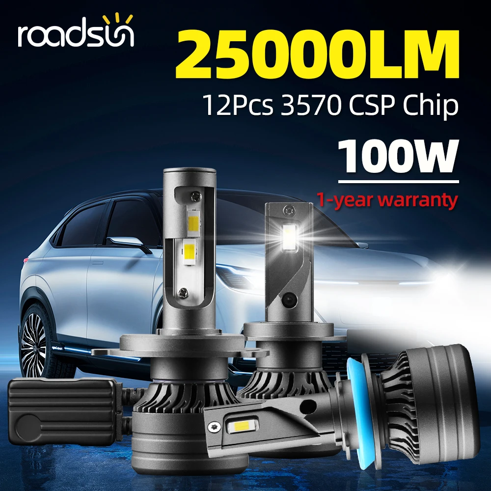 roadsun CSP Mini H7 LED H4 H1 H11 Car Headlight Bulbs H8 HB3 HB4 9005 9006 Led Canbus 100W ...