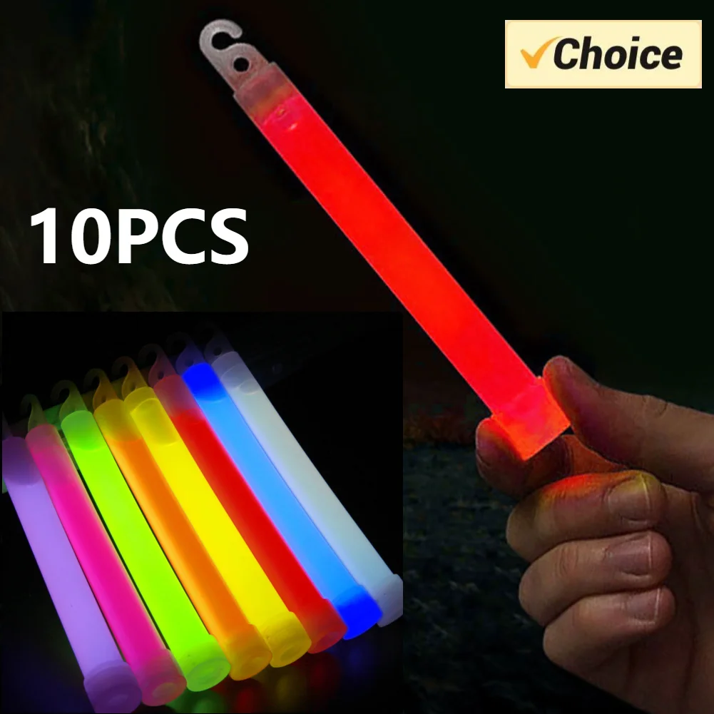 10PCS Glow Sticks with Hook 6 inch Fluorescence Light for Hiking ...
