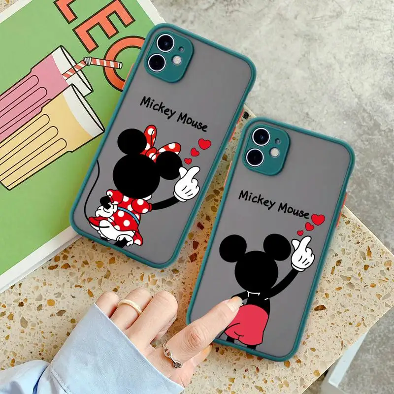 Funda de teléfono con dibujos animados de Mickey y Minnie Mouse para iphone 14 Plus 13 12 11 Pro ...