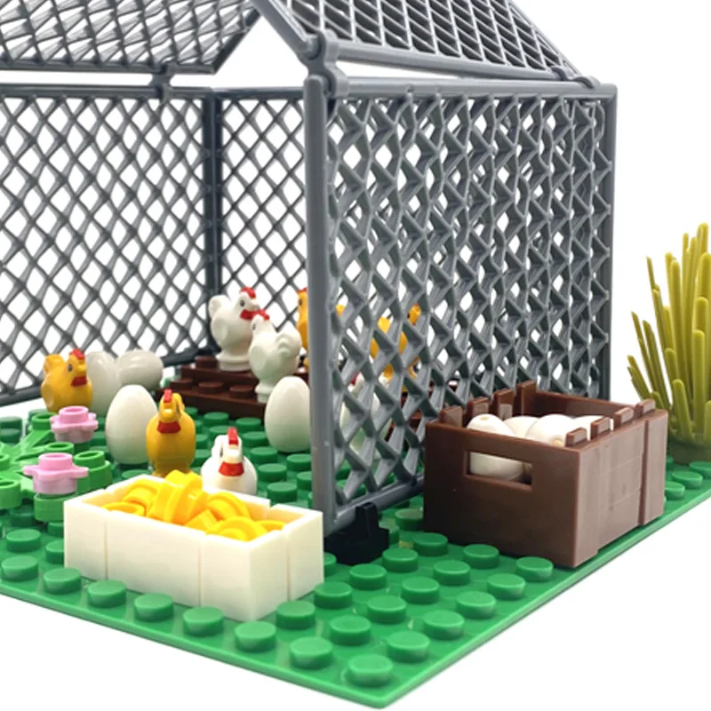 City-Farm-View-MOC-Building-Blocks-16X16-Baseplate-Animal-Chick-Flowers ...