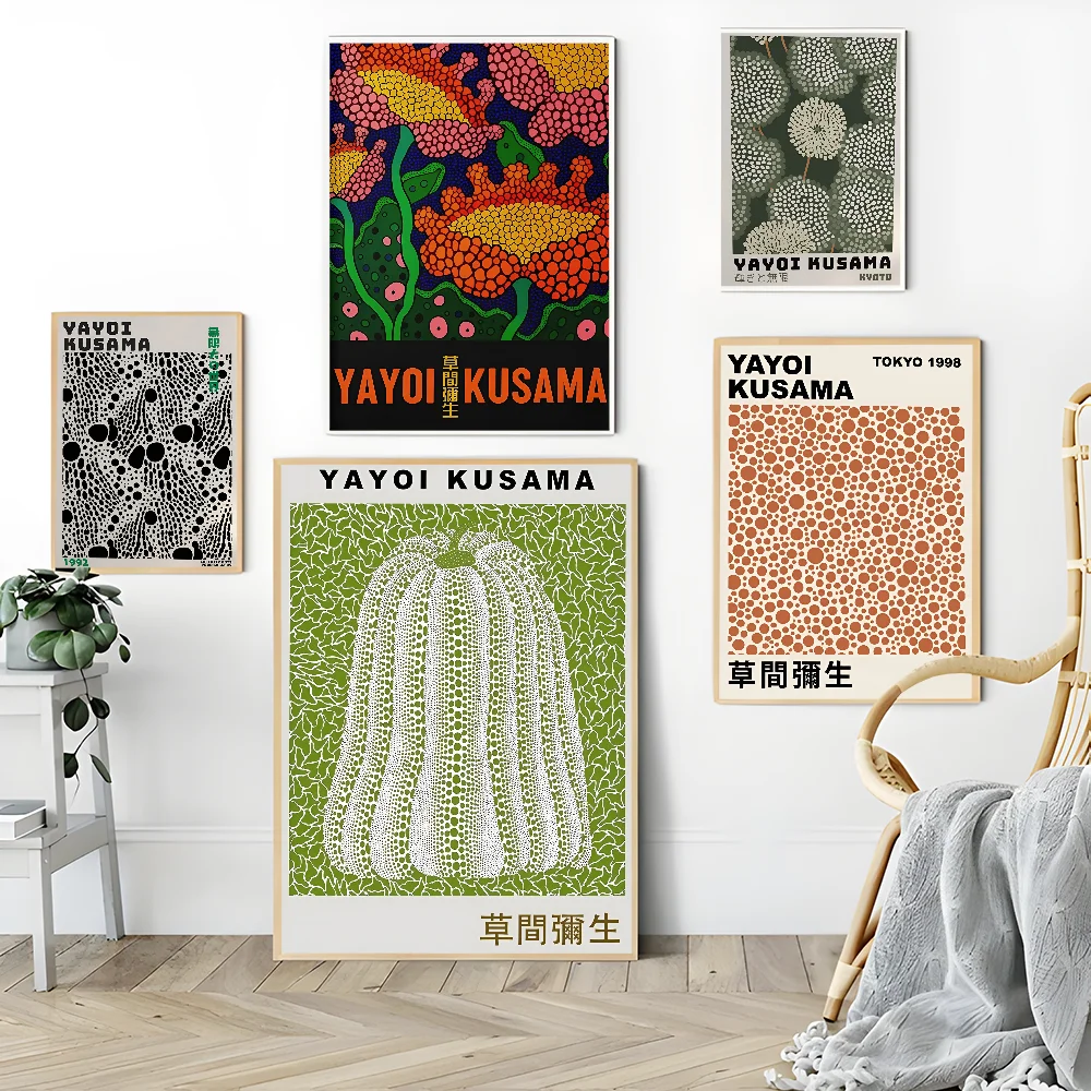Yayoi Kusama Exposição de Arte Abóbora Flor Auto-adesiva Cartaz, Papel ...