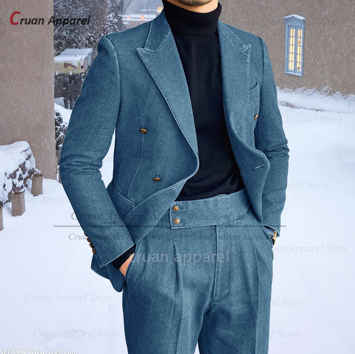 Newest Denim Fabric Suit Sets For Men Casual Activities Fashion Outfits ...