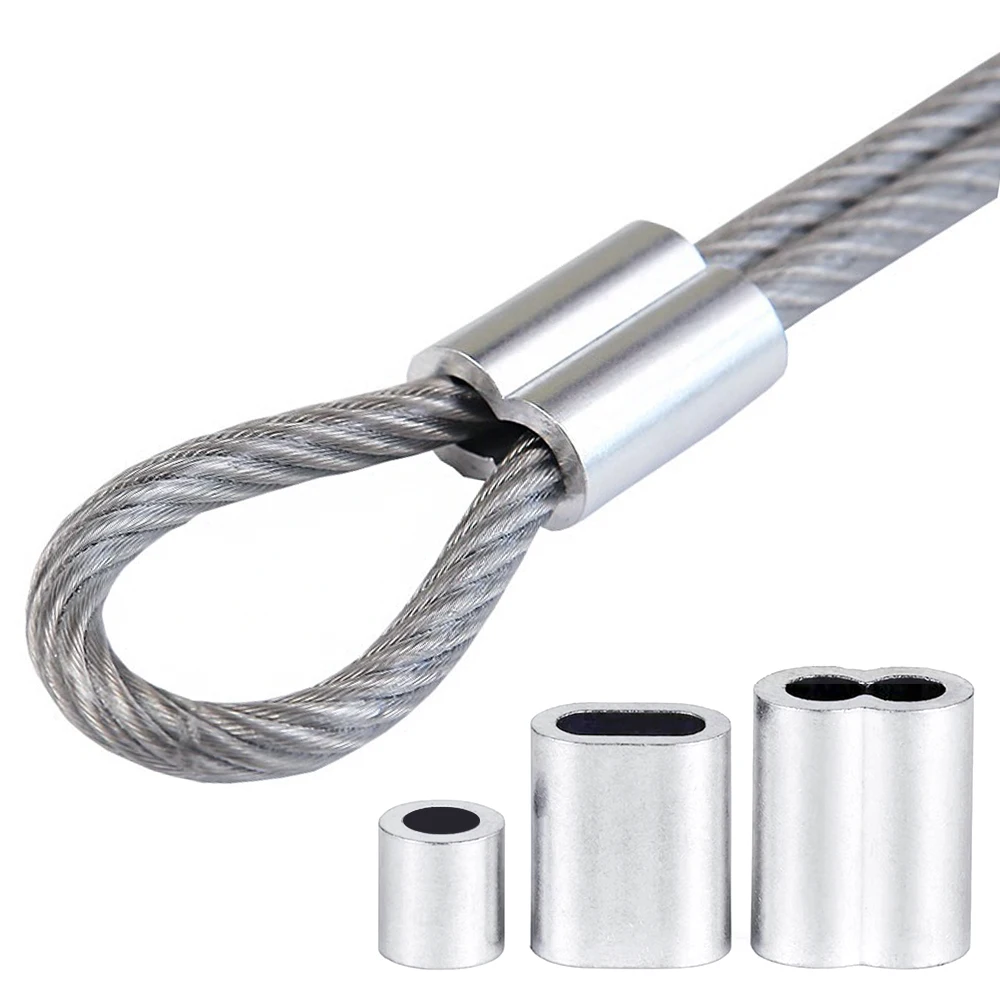 100pcs Steel Wire Rope Clamp 8-shaped Aluminum Sleeve Elliptical ...