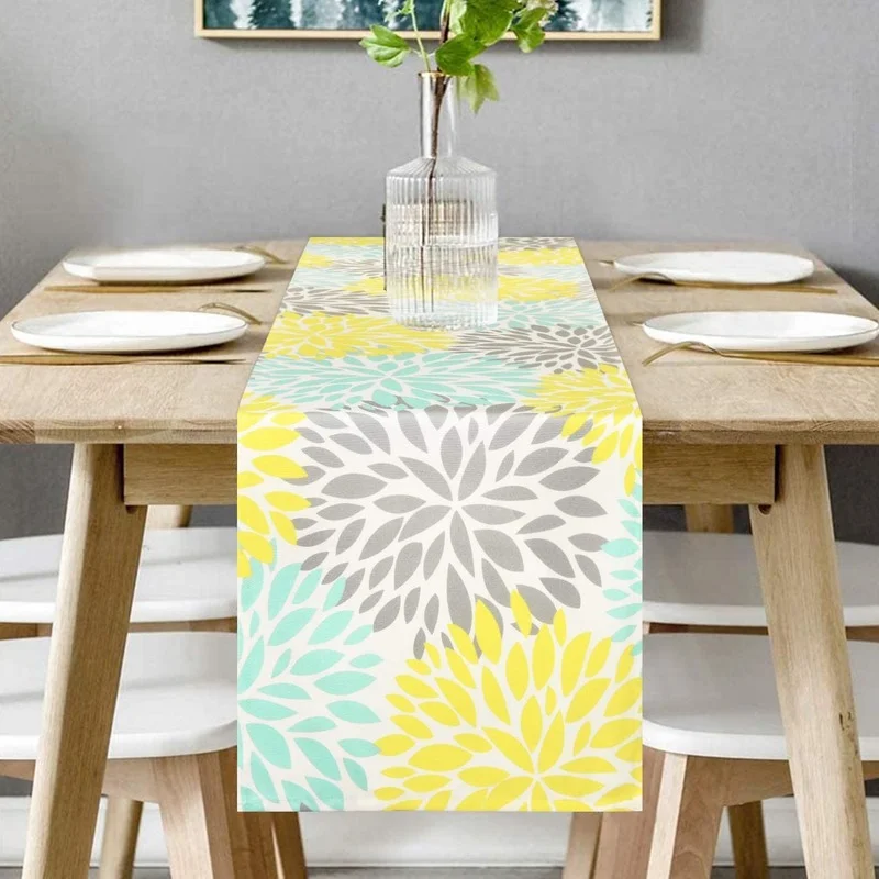 Spring and Summer Flower Table Runner Yellow Table Runner Kitchen ...