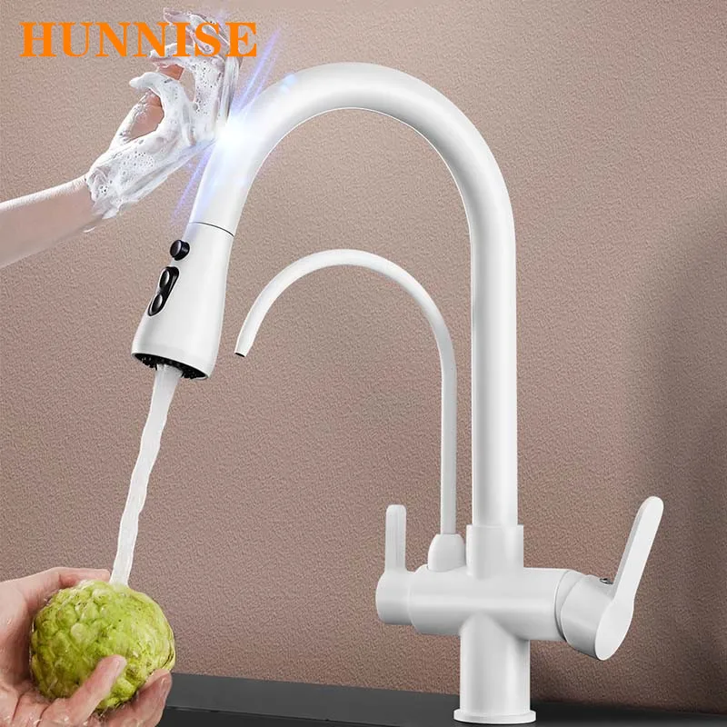 White-Sensor-Touch-Filter-Kitchen-Faucets-Quality-Brass-Hot-Cold ...
