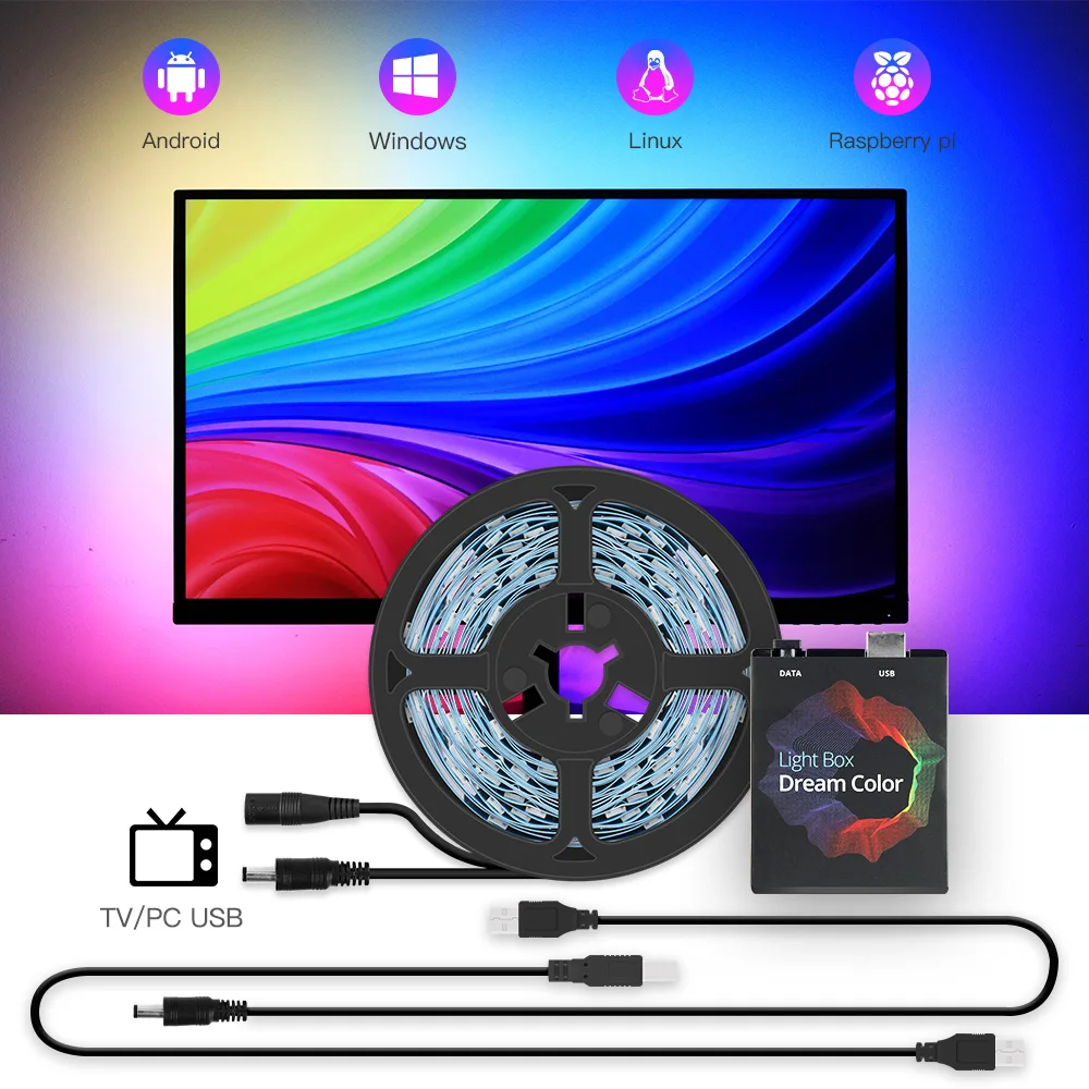 Ambient-TV-PC-Monitor-Backlight-Screen-Color-Sync-Flowing-Multicolor ...