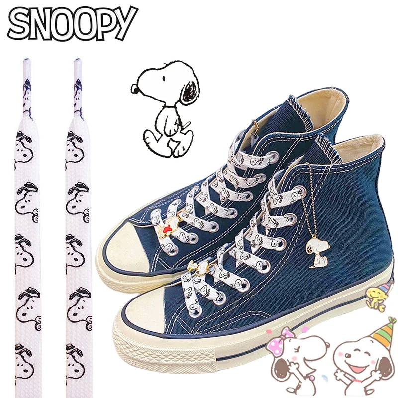 1 Pair Snoopy Thicken Laces for Sneakers No Elasticity Flat Shoelaces ...