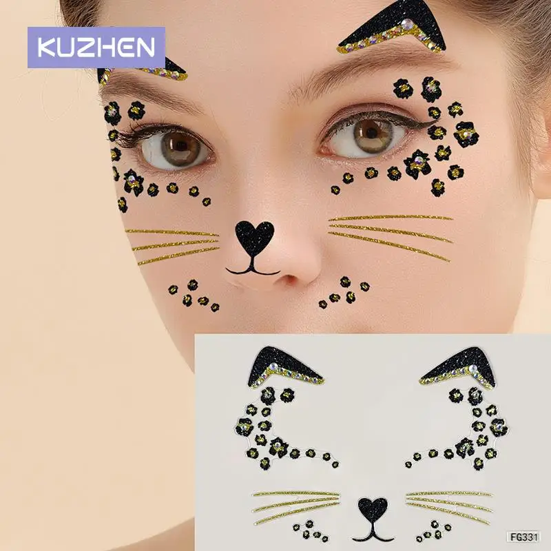 Cute-Cat-3D-Acrylic-Rhinestone-Face-Sticker-Masquerade-Party-Face ...