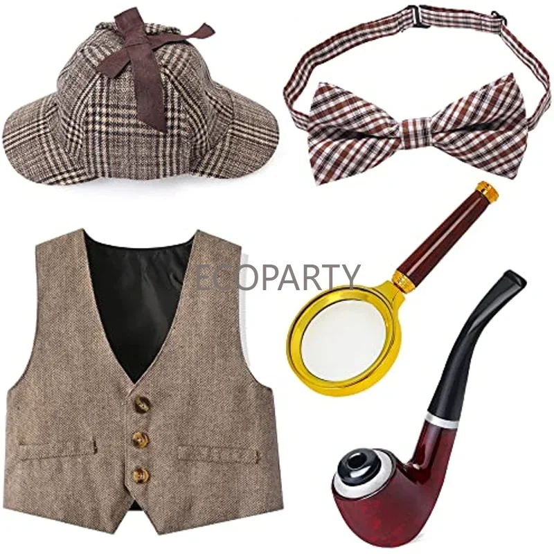 2023-New-Kids-Detective-Costume-Boys-Formal-Suit-Vest-Beret-Detective ...