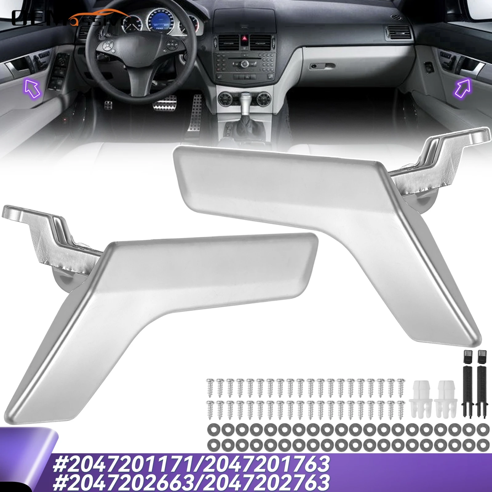 L+R Matte Silver For Mercedes Benz W204 C-Class GLK 300 C180 C200 C300 ...