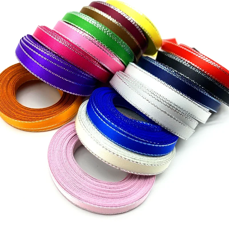 5-yards-lot-6mm-High-Quality-Silver-Metallic-Edge-Satin-Ribbon ...