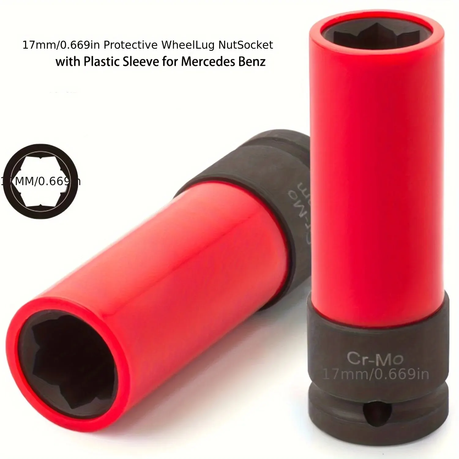 17mm Protective Wheel Lug Nut Socket with Plastic Sleeve for Mercedes ...