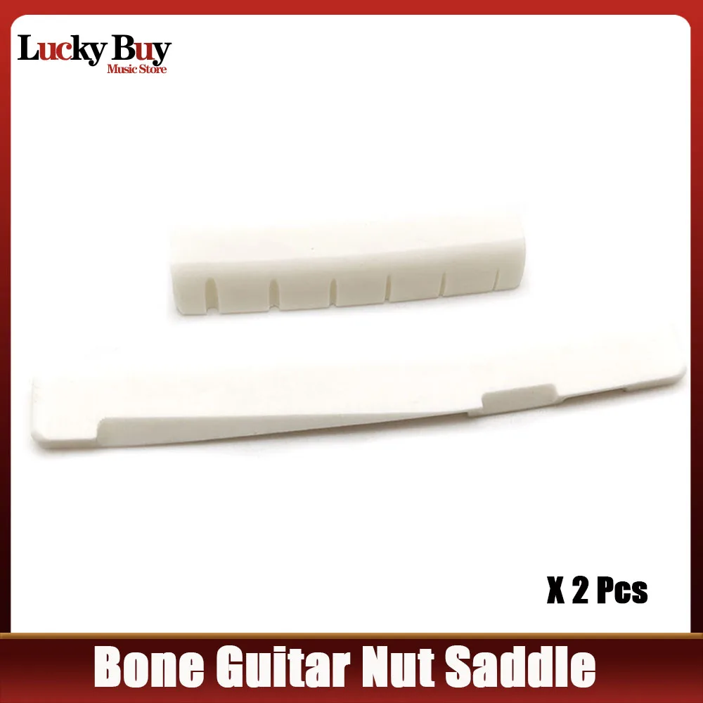 2pcs Pure Bone Guitar String Bridge Saddle Nut for Acoustic Guitar ...