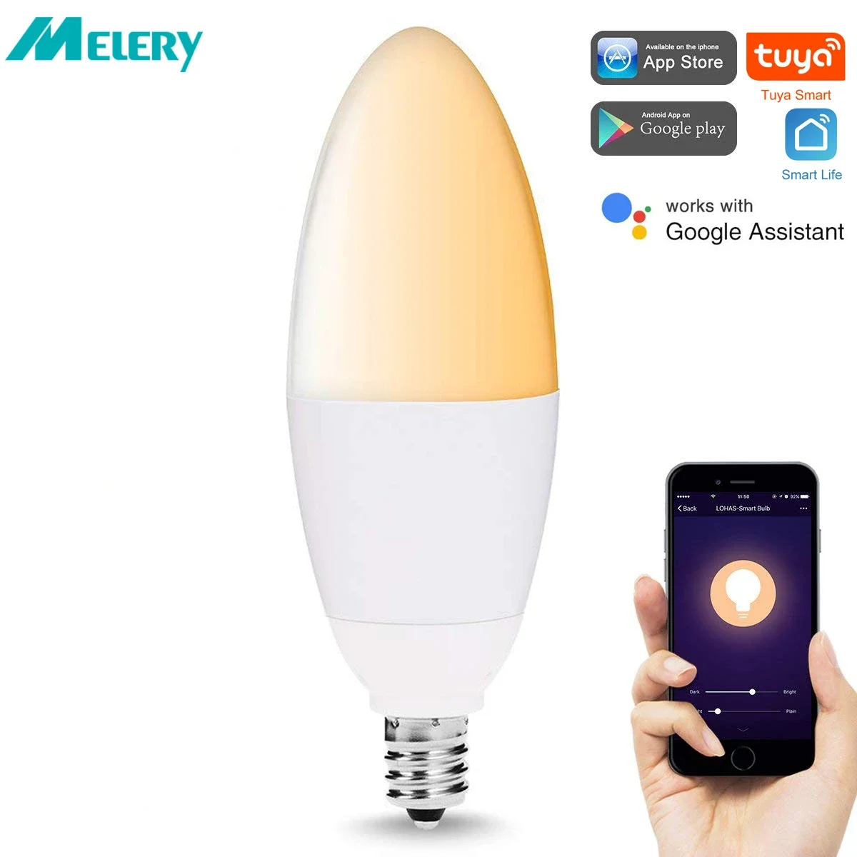 Melery-E14-Tuya-WiFi-Smart-LED-Bulb-Base-Lamp-Candelabra-40W-Equivalent ...