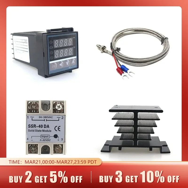 REX-C100-Digital-PID-Temperature-Controller-40DA-SSR-Output-Thermostat-With-K-Thermocouple-Probe ...