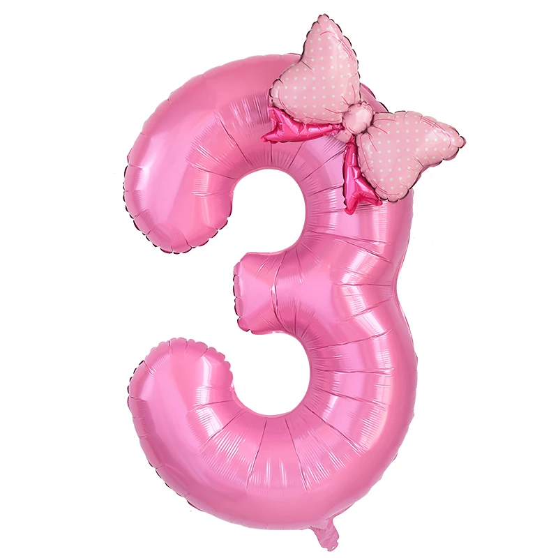2Pcs-40Inch-Pink-Number-Foil-Balloon-with-Cute-Bow-Balloons-For-Kids ...