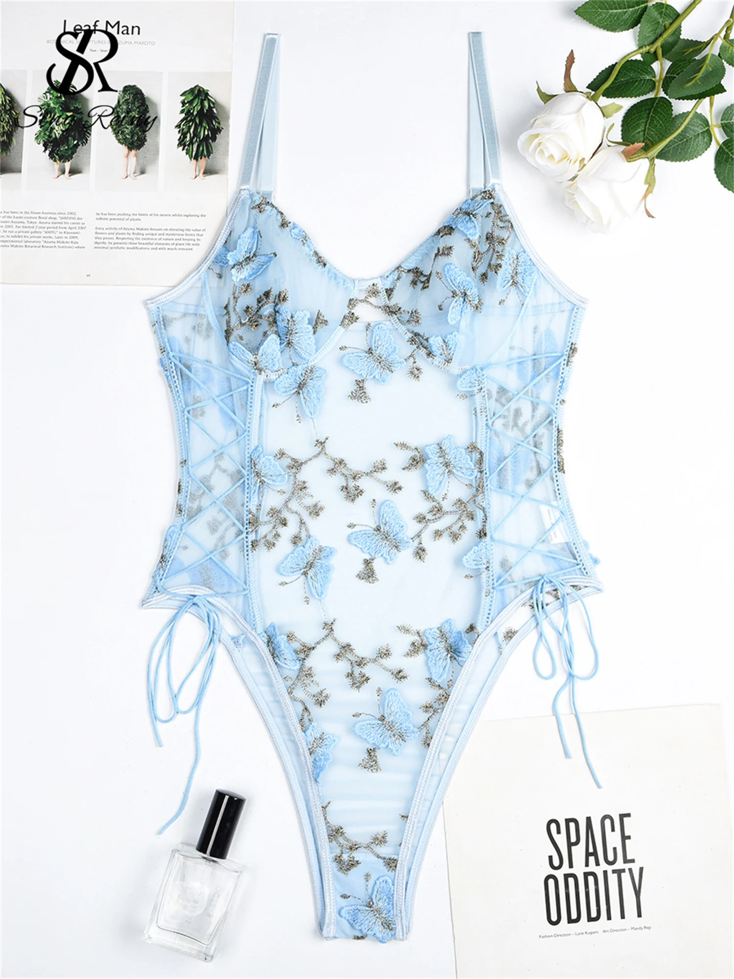 SINGREINY-Bufferfly-Embroidery-Lace-Sexy-Bodysuits-Temperament-Mesh ...
