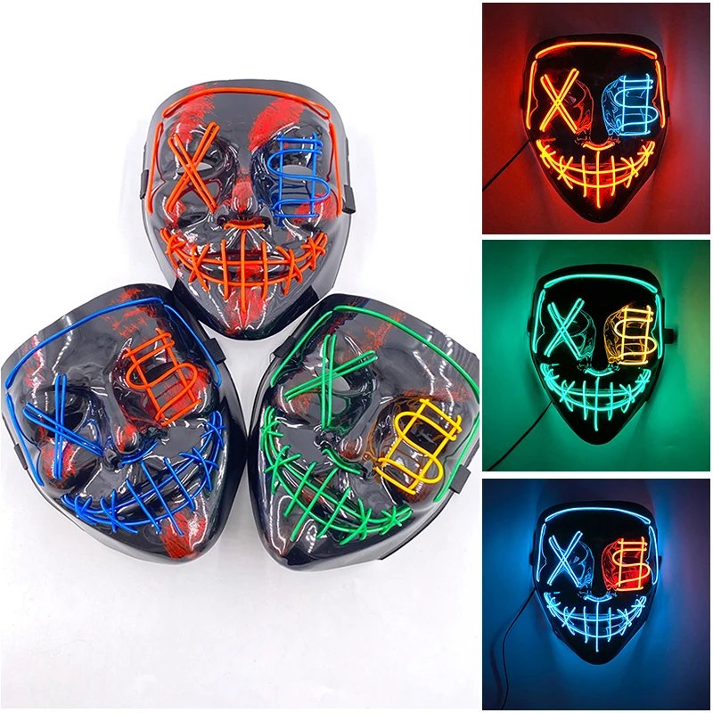 New Design Luminous Halloween LED Purge Mask Neon Light Up Party Mask ...