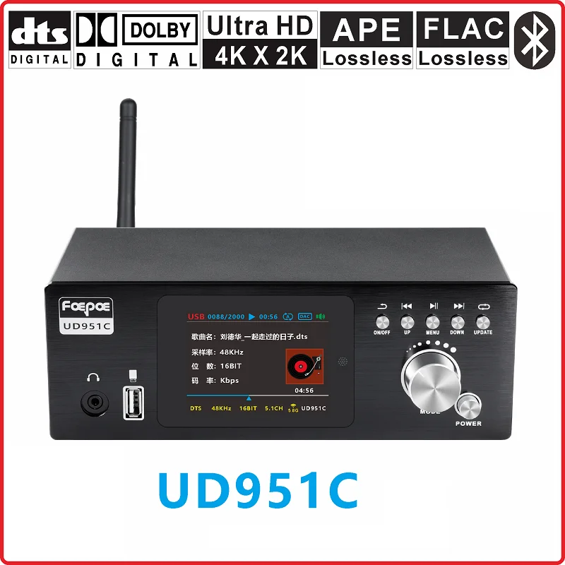 Dsd usb player dts ac3 5.1 conversor de decodificador de áudio hdmi compatível extrator coaxial ...