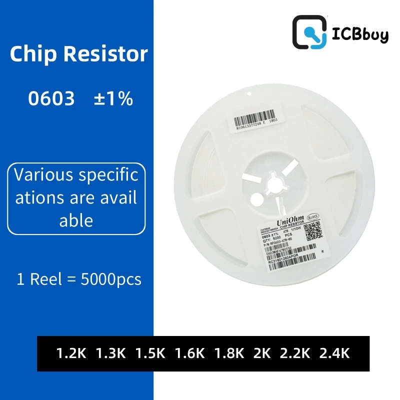5000PCS 0603 Resistor SMD Accuracy 1% 0 ohm ~ 10M ohm 1.2K 1.3K 1.5K 1 ...