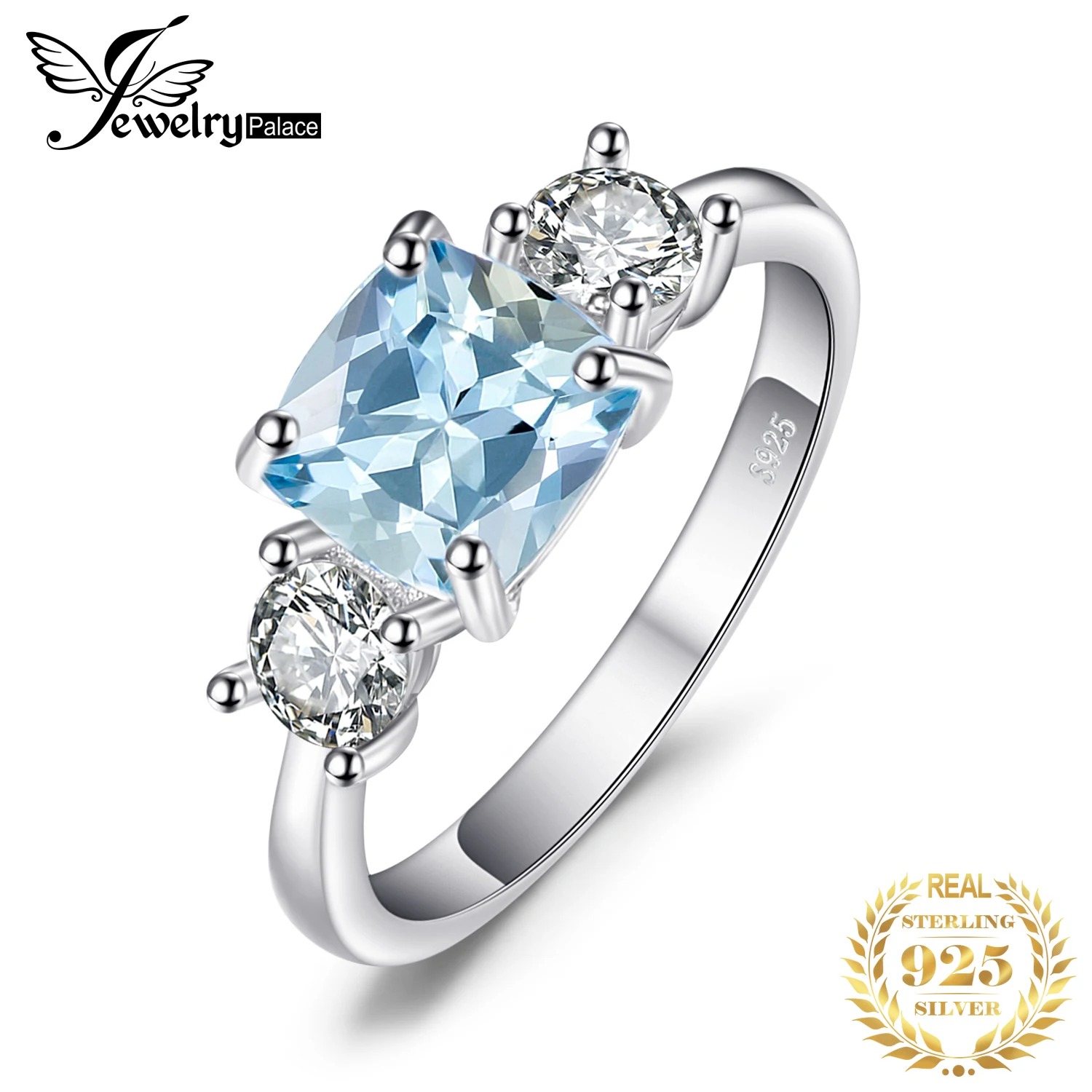 JewelryPalace 1.9ct Square Natural Sky Blue Topaz 925 Sterling Silver 3 ...