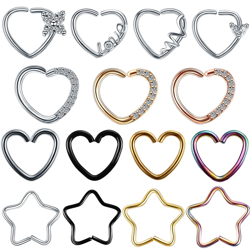 1Pc-Copper-Daith-Heart-Star-Cartilage-Tragus-Piercings-Nose-Hoop-Lip ...