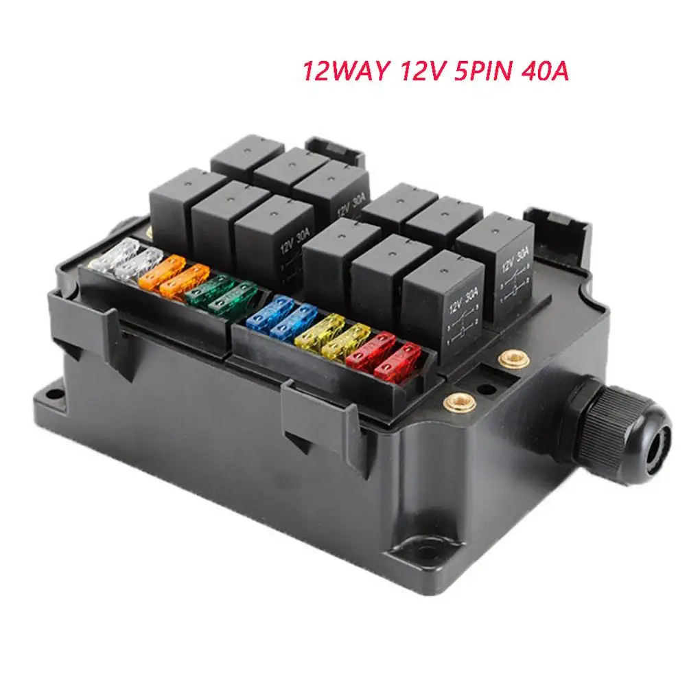 12V-Universal-Car-Marine-12-Way-Relay-12-Blade-Fuses-Holder-Box-Block ...