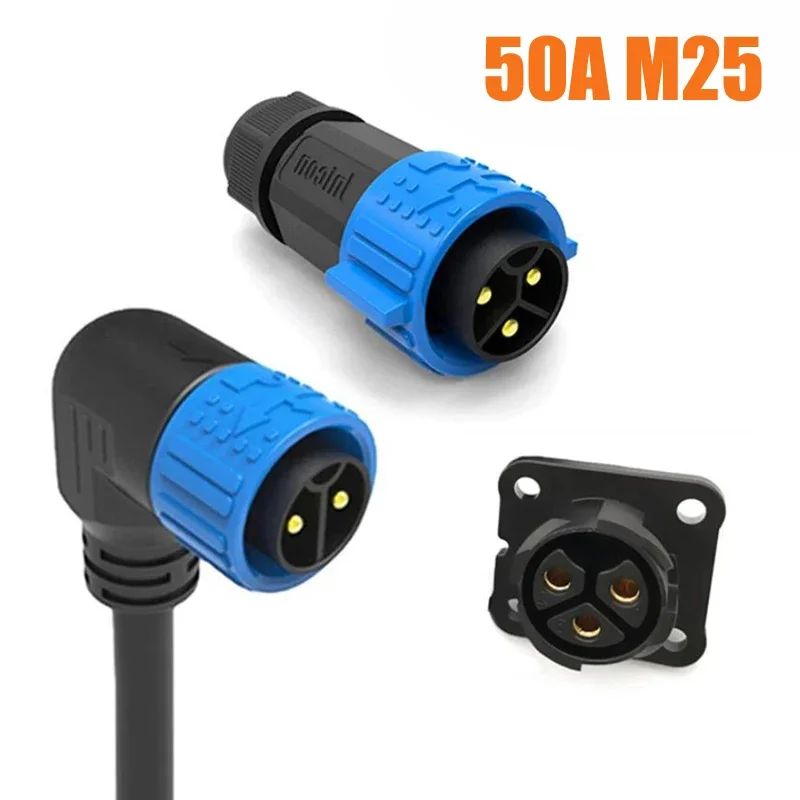 50A-M25-2Pin-3Pin-Self-locking-Waterproof-Joint-Large-Current-Male ...