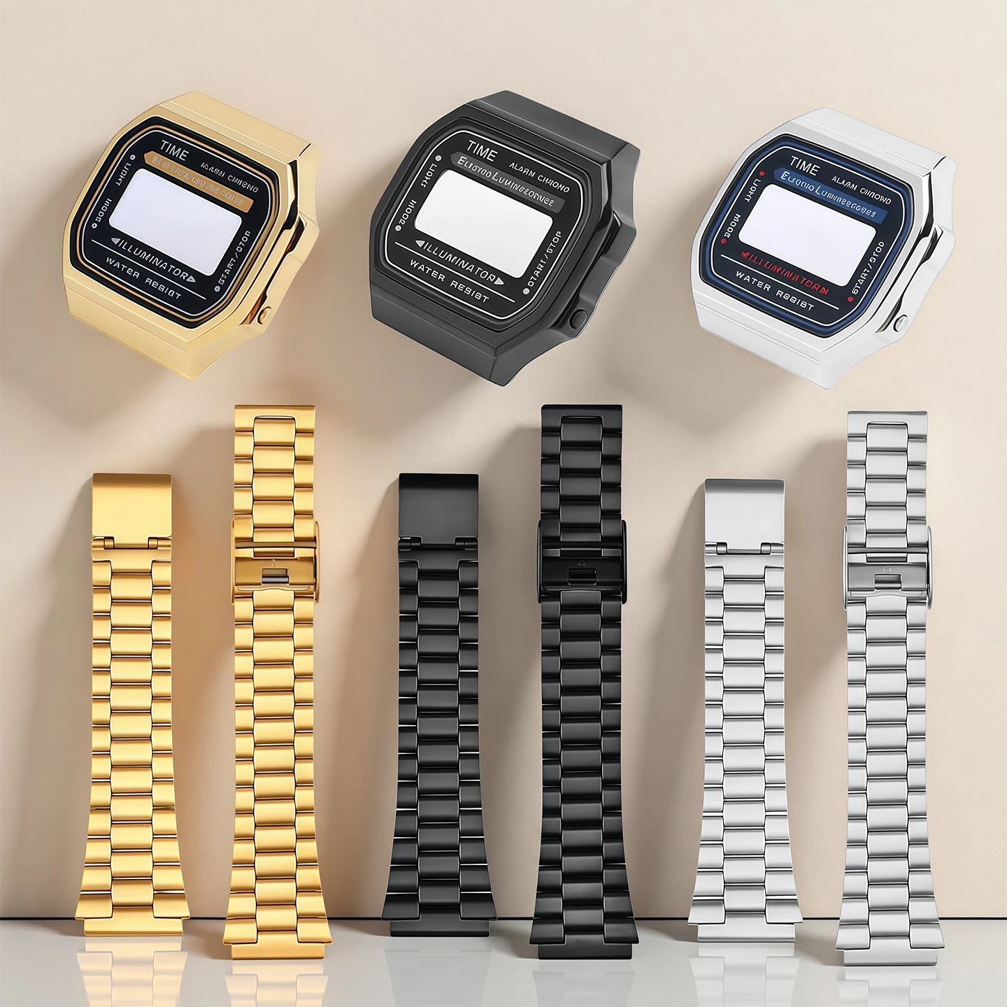 For Casio A168WA Series Modified Suit watchband With tools A168 case ...