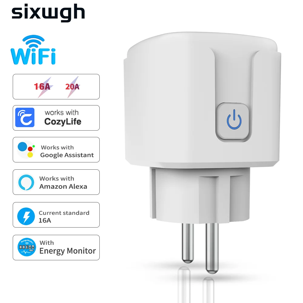 SIXWGH-Smart-Home-soquete-Plug-UE-WiFi-16A-Tomada-Cozylife-Controle-Remoto-Temporizador-Monitor ...