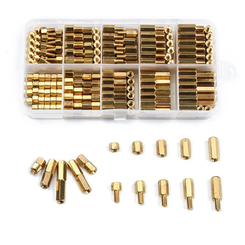 ZENHOSIT-M2-M3-Hex-Head-Brass-Standoff-Spacer-Screws-Threaded-Pillar ...