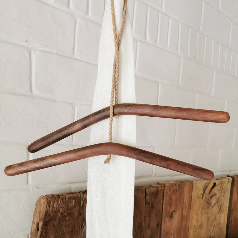 Black-Walnut-Hanger-Solid-Wood-Hemp-Rope-Combination-Home-Hook-Rod-Wall ...