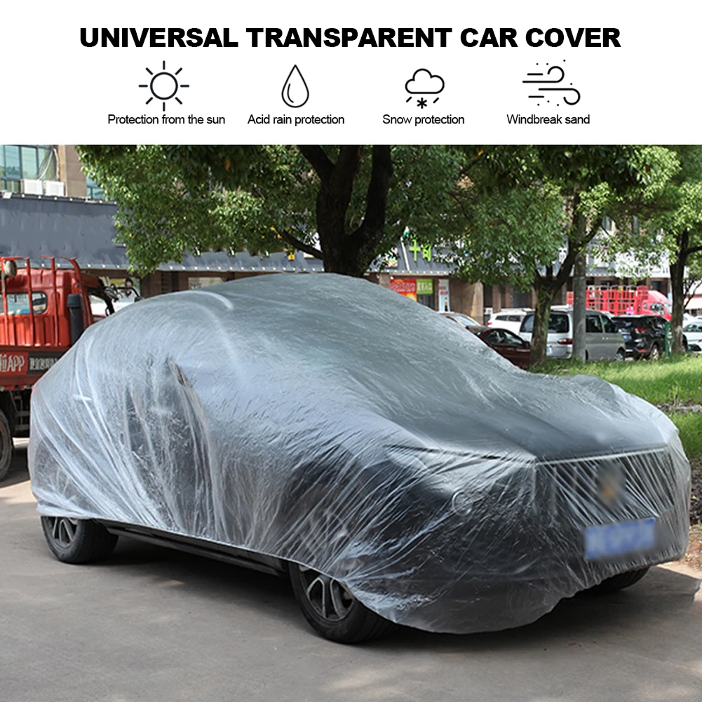 Universal-Clear-Car-Cover-wth-Elastic-Band-PE-Plastics-Clear-Full-Car ...