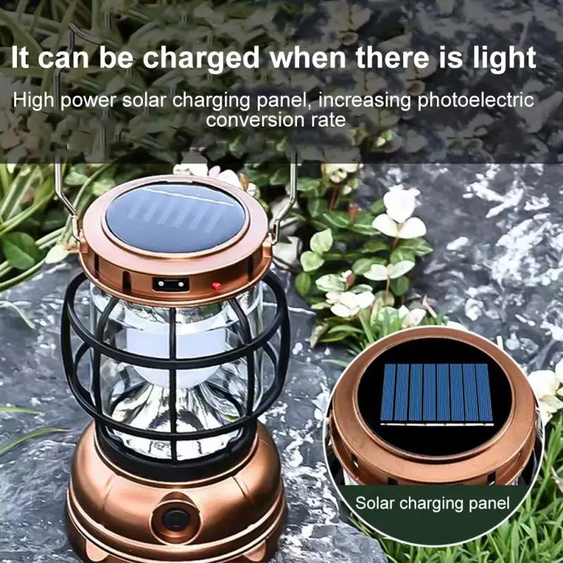 LED Retro Solar Portable Lanterns Camping Light USB Rechargeable Horse ...