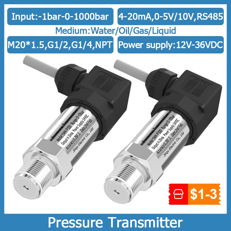 Pressure-Transmitter-4-20mA-0-5V-10V-RS485-Output-1bar-1000bar-Water ...