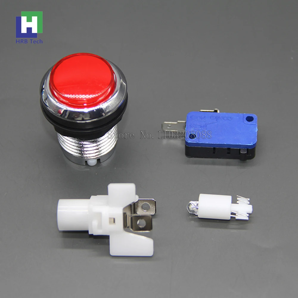1PCS CHROME Plated Illuminated Arcade Push Button 5V 12v LED Arcade ...