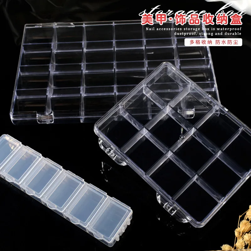 6/12/24Grid Nail Rhinestones Gems Jewelry Beads Sotrage Box Case ...