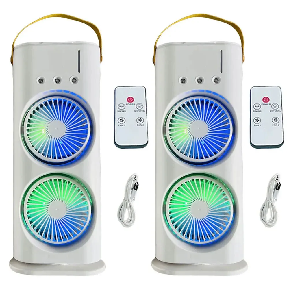 Double-Headed-Spray-Air-Conditioner-Fan-3-Speeds-Rechargeable-USB-Desk ...