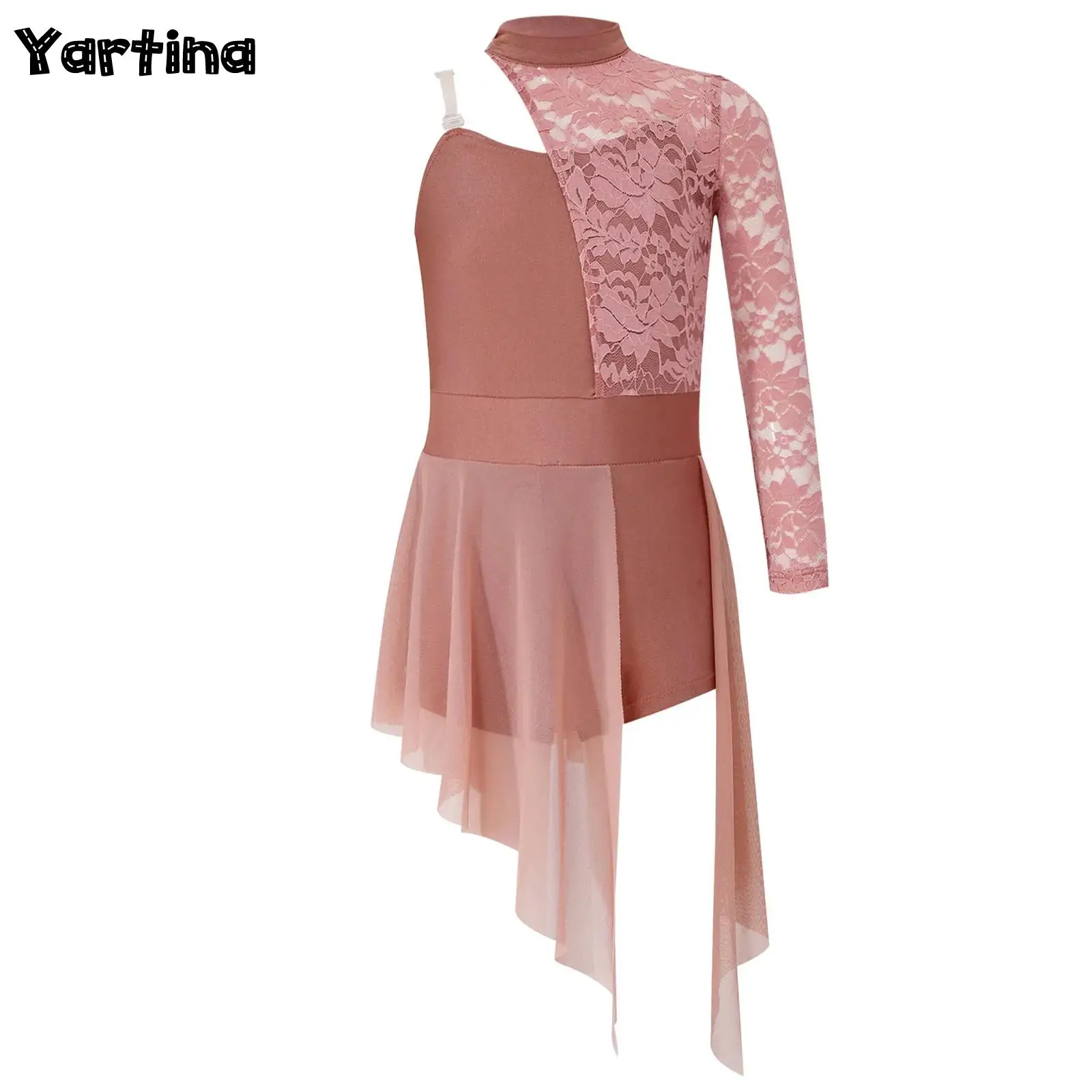 Kids-Girls-Ballet-Tights-Lyrical-Dance-Body-Dress-Half-Floral-Lace ...