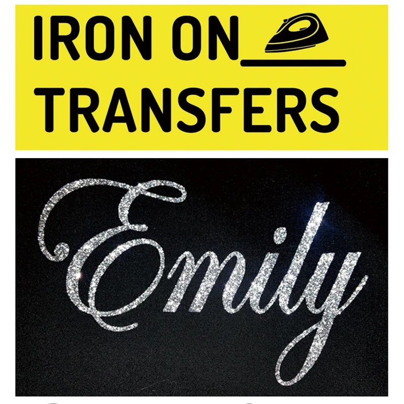 Personalised Iron On Transfer DIY Waterproof Glitter Name Patch for ...