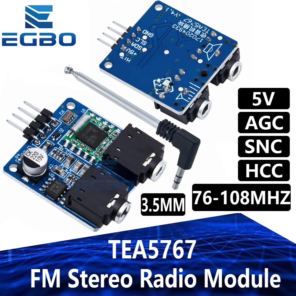 TEA5767 FM Stereo Radio Module For Arduino 76-108MHZ With Free Antenna Reverse Polarity ...